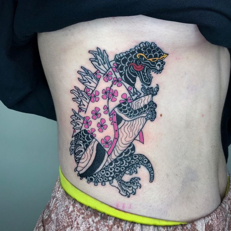 86 Ferocious Godzilla Tattoo Ideas with Meanings - Body Art Guru