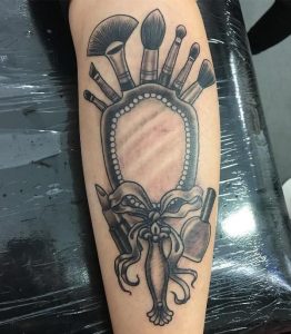 40+ Amazing Makeup Brush Tattoos Designs with Meanings, Ideas, and Celebrities - Body Art Guru