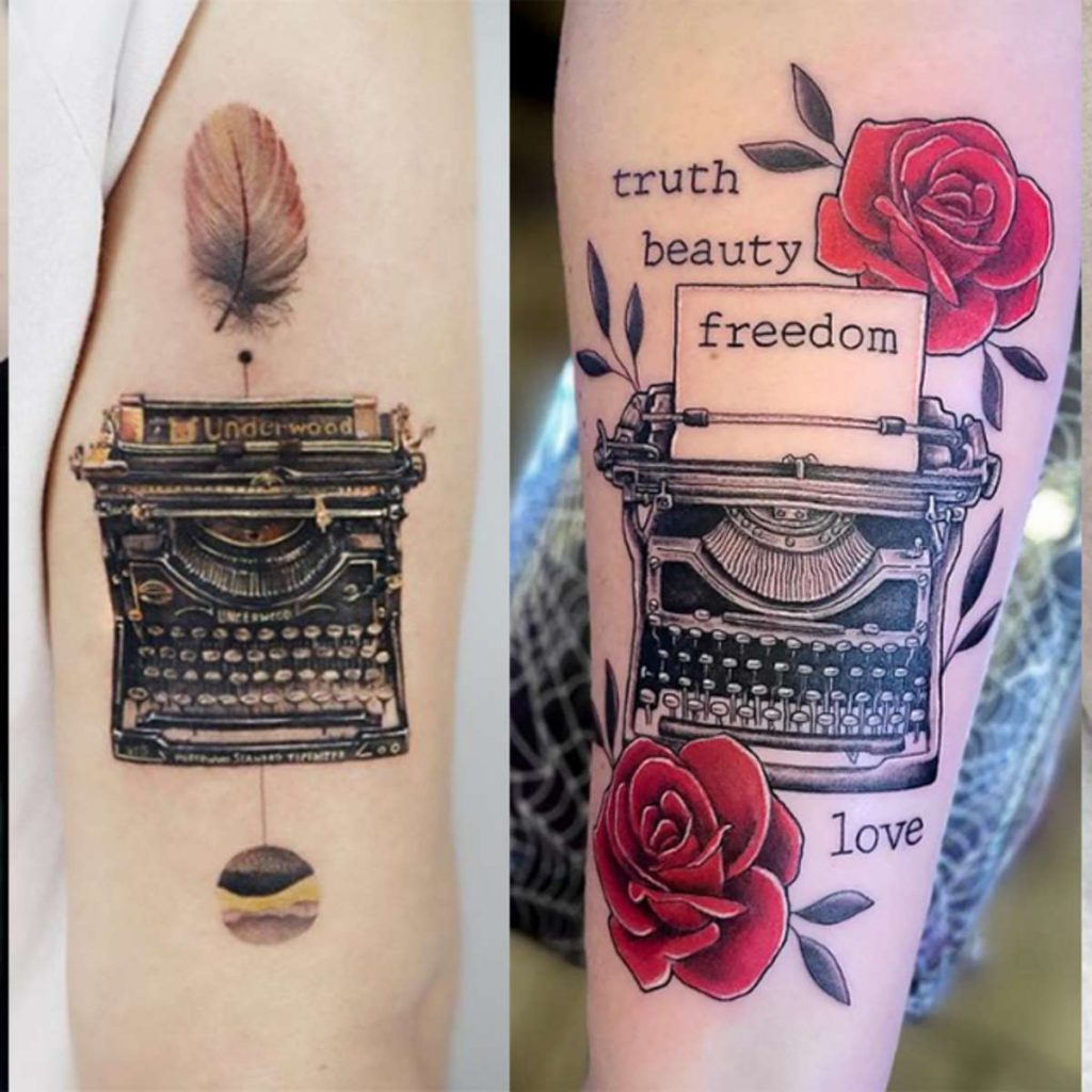 25 Cool Typewriter Tattoos With Meanings and Ideas - Body Art Guru
